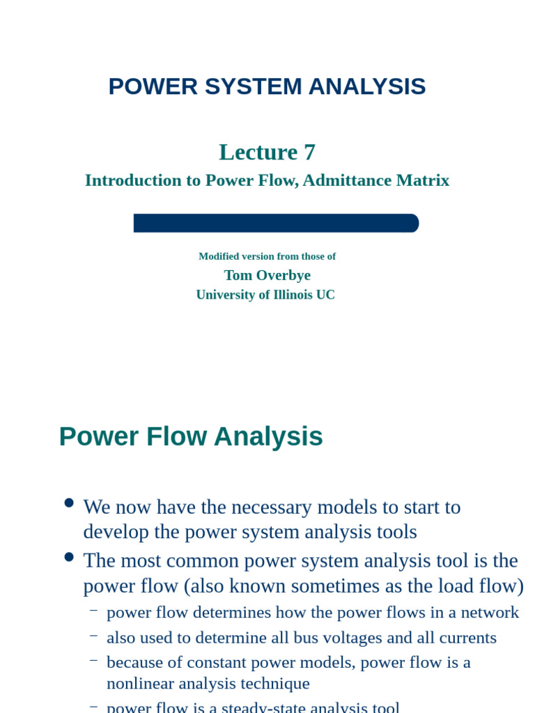 Lec07 - PowerFlow0 - Ybus | PDF | Electrical Circuits | Electrical Engineering