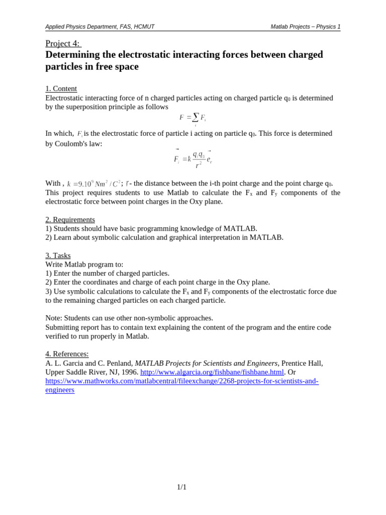 Electrostatic Force Calculation in MATLAB | PDF