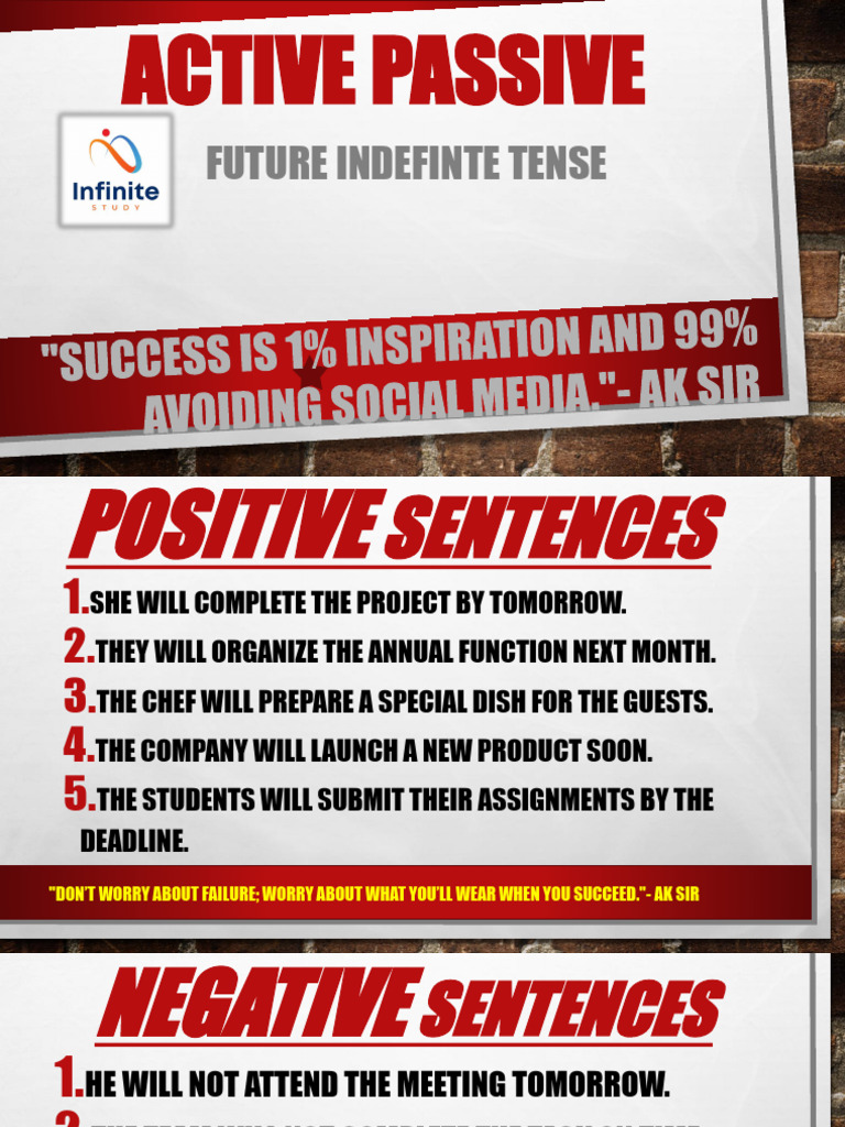 ACTIVE PASSIVE Future Indefinite | PDF