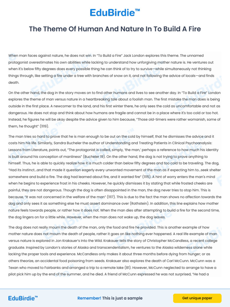 Man vs. Nature in "To Build a Fire" | PDF