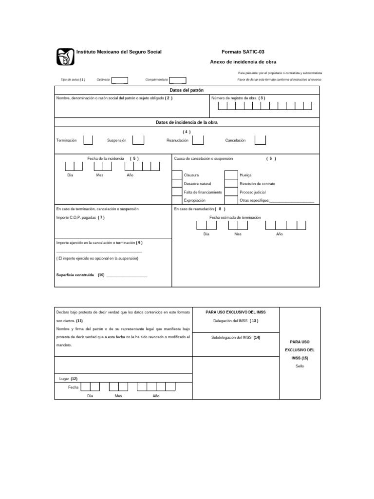 Formato SATIC-03 de Incidencias IMSS | PDF