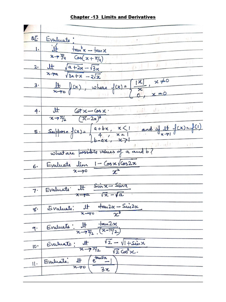 Limits and Derivatives | PDF