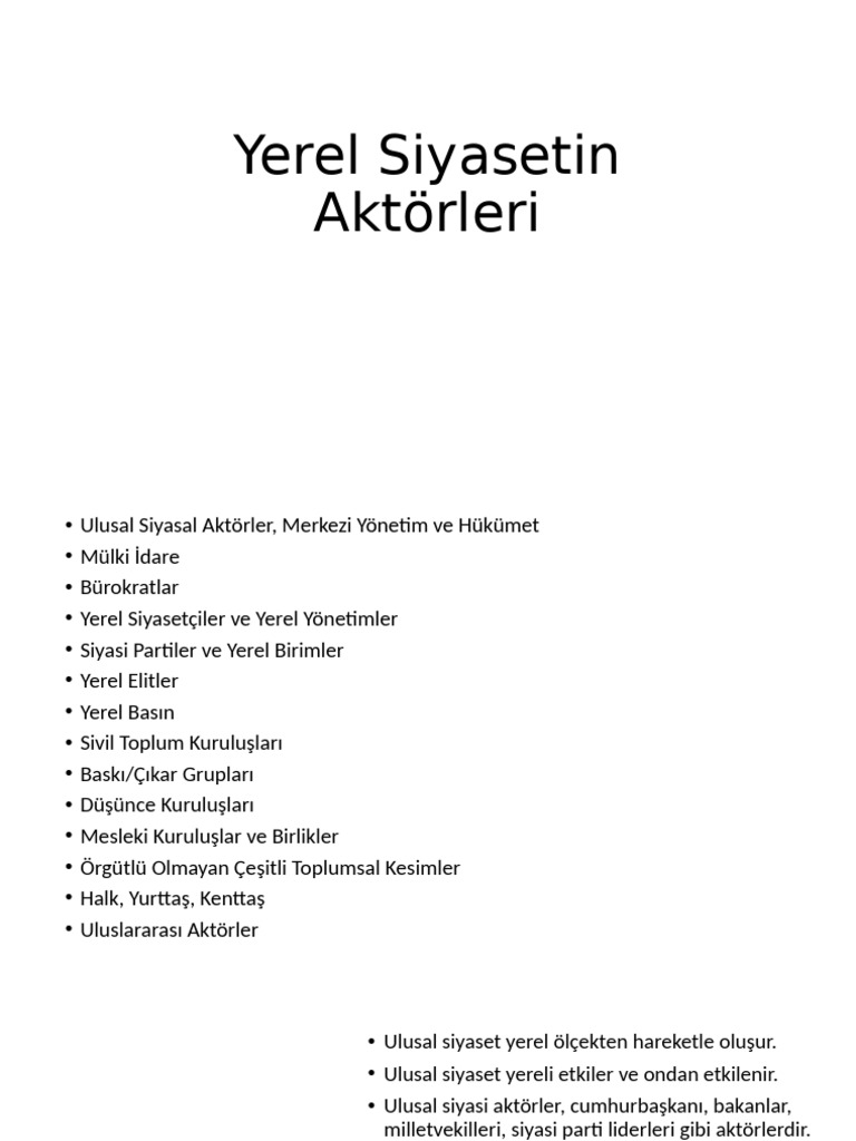 Yerel Siyasette Aktörler | PDF