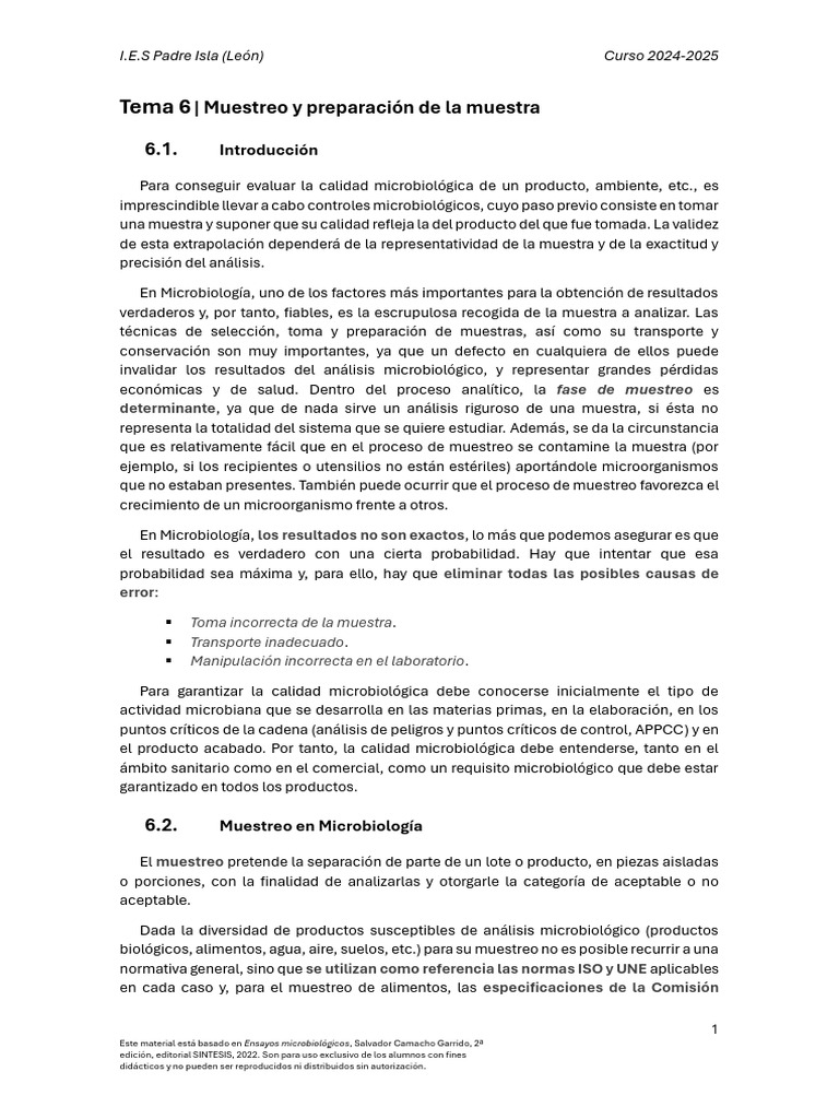 UT06 - Muestreo y Preparacion de La Muestra | PDF | Muestreo (Estadísticas) | Alimentos