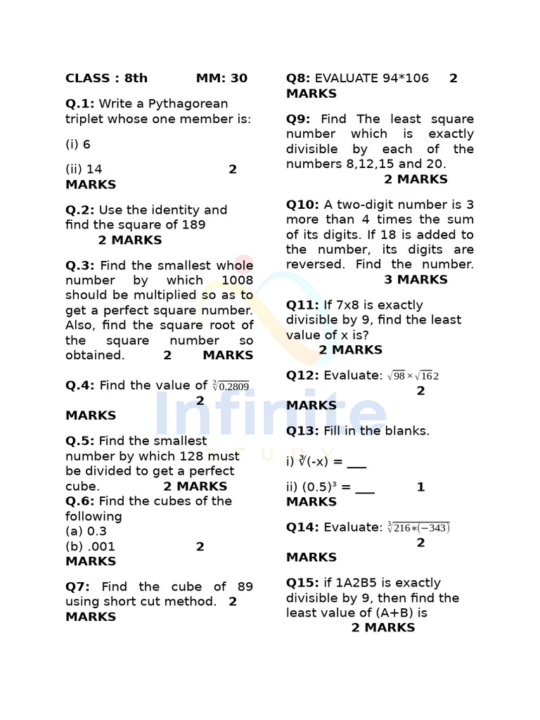 class 8 test paper chap 3 45 | PDF