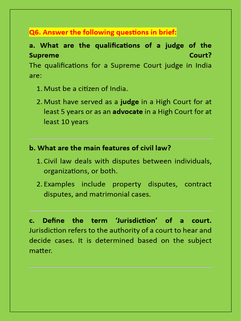 The Judiciary class 8 solutions | PDF | Supreme Courts | Jurisdiction