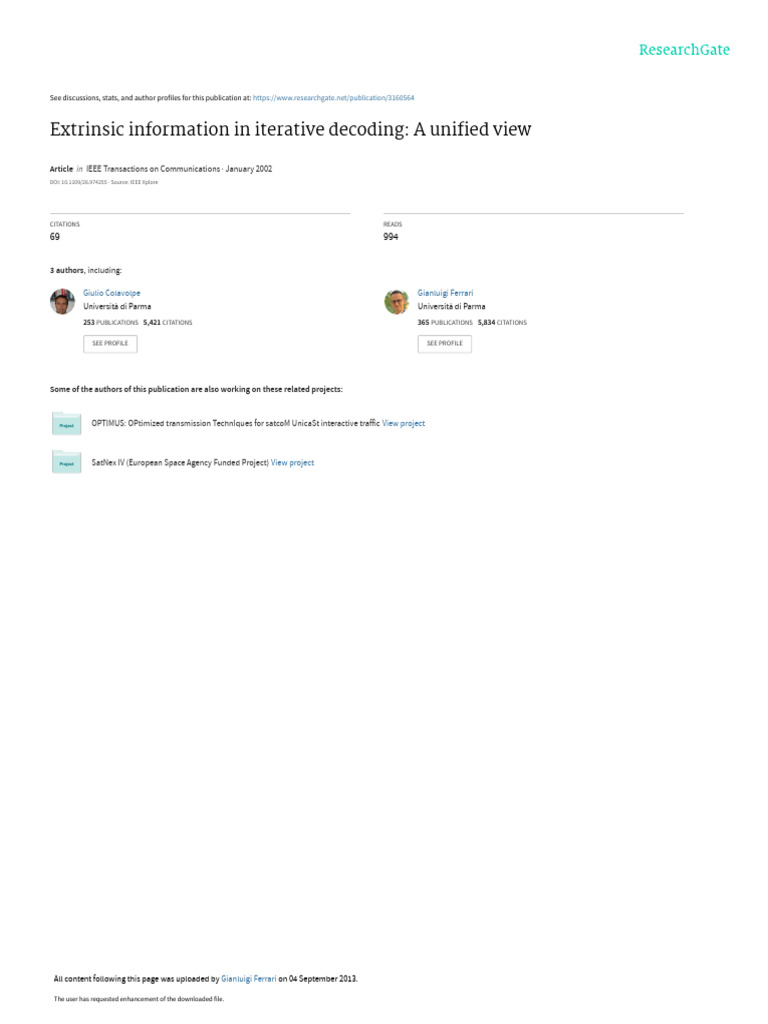 Extrinsic Information in Iterative Decoding A Unif | PDF | Normal Distribution | Applied Mathematics