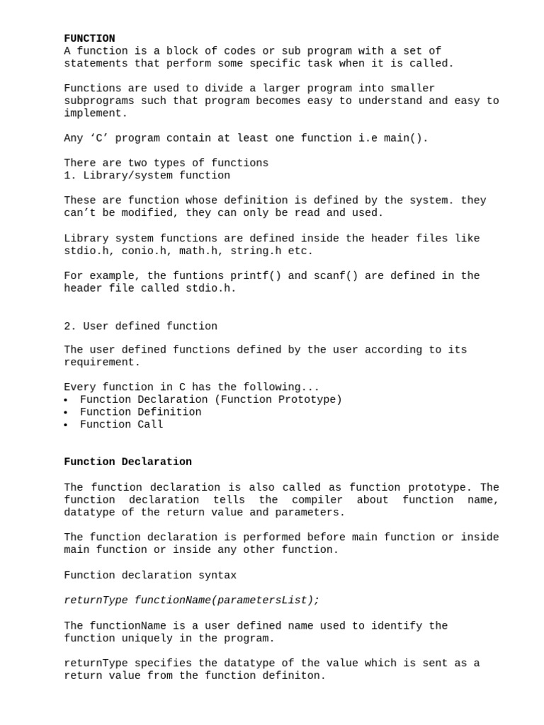 C FUNCTIONS | PDF | Parameter (Computer Programming) | Computer Programming C FUNCTIONS | PDF | Parameter (Computer Programming) | Computer Programming