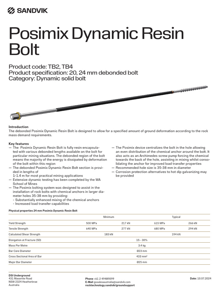 posimix_dynamic_resin_bolt_flyer | PDF | Screw | Fracture