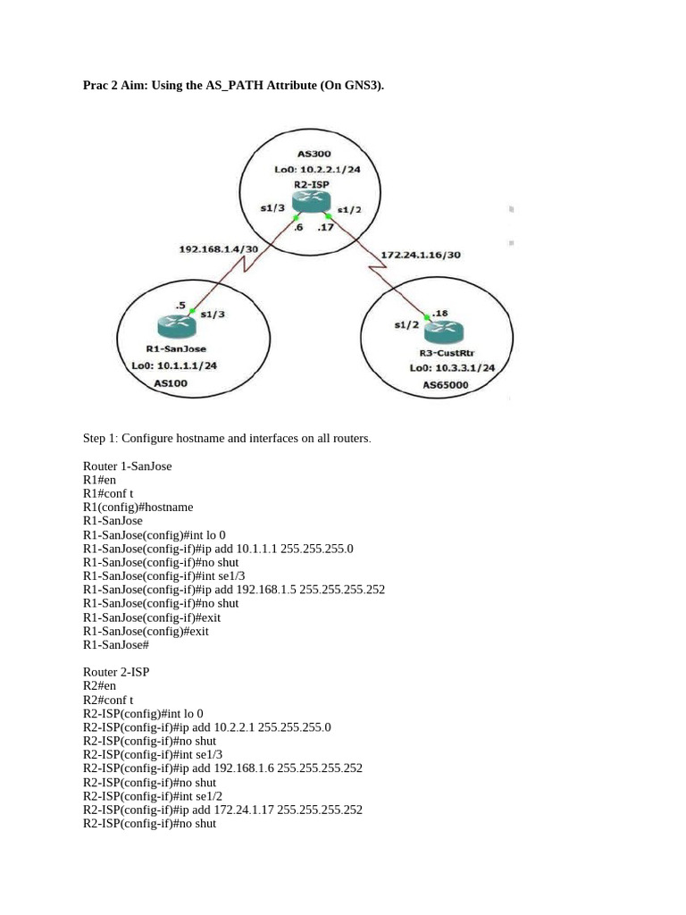 Using the AS_PATH Attribute (On GNS3). | PDF | Computer Engineering ...