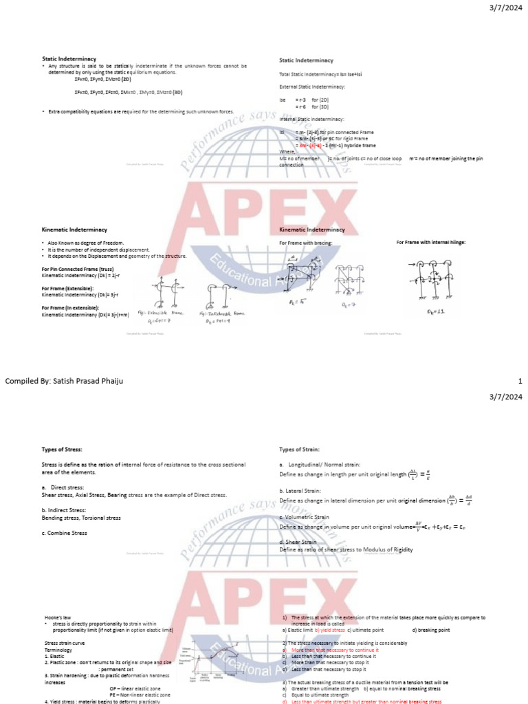 Structure Note-Satish Sir | PDF | Deformation (Engineering) | Young's ...