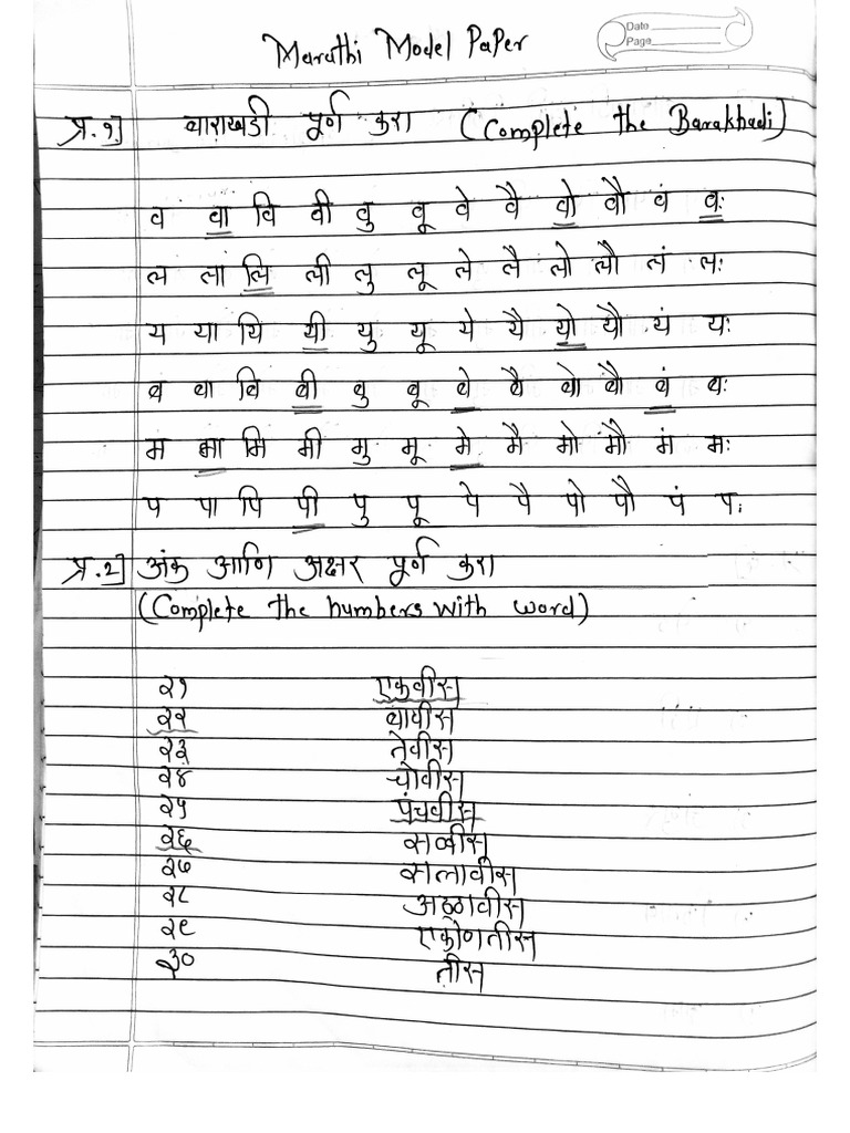 Marathi Model Paper | PDF