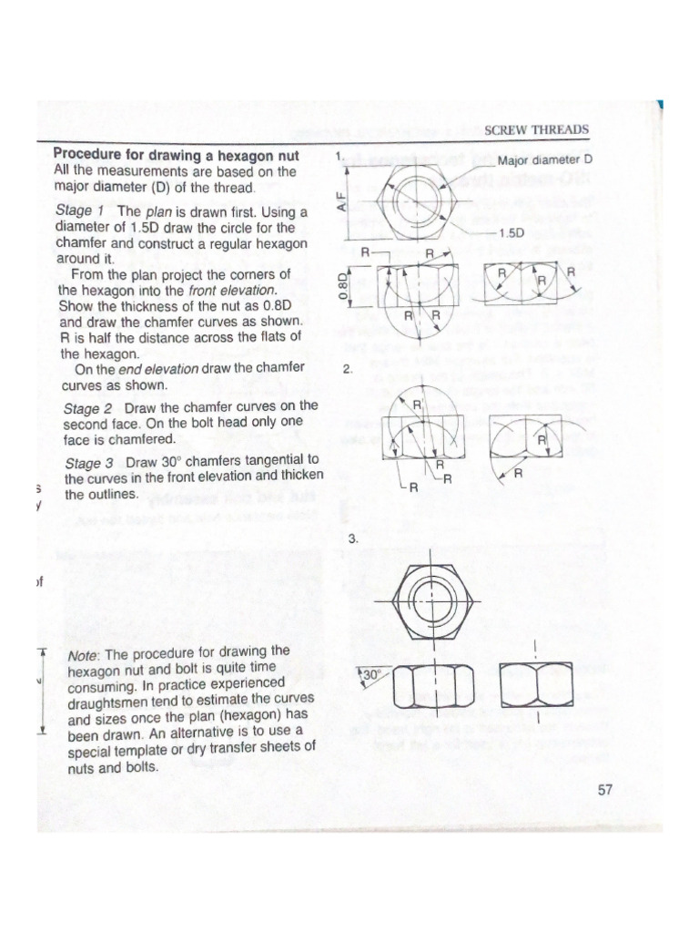 Procedure For Drawing A Hexagon Nut-1 | PDF