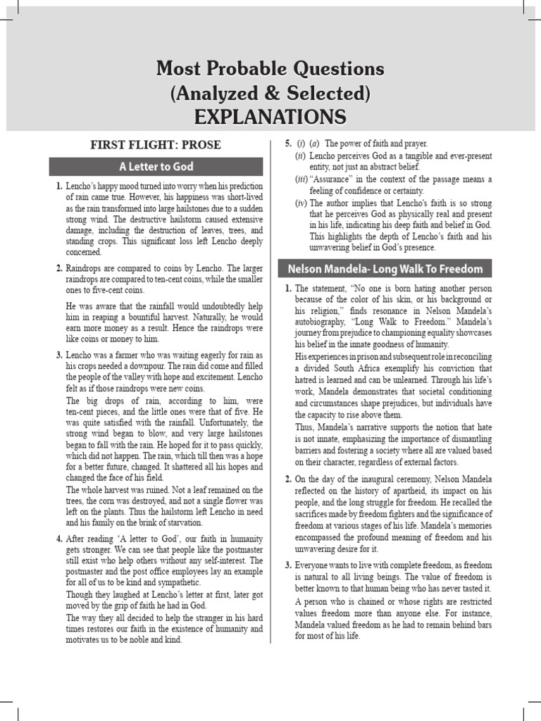Explanations of Most Probable Questions | PDF | Anger | Rain