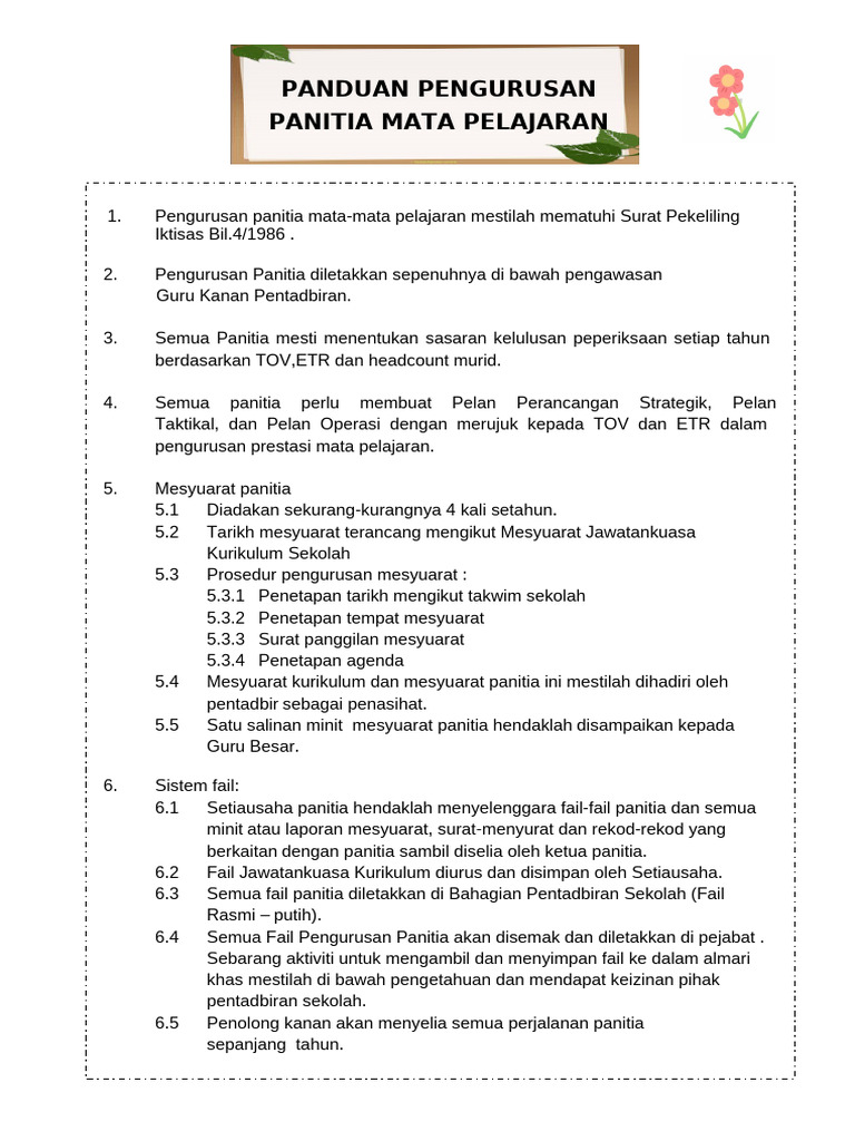Pengurusan Panitia | PDF