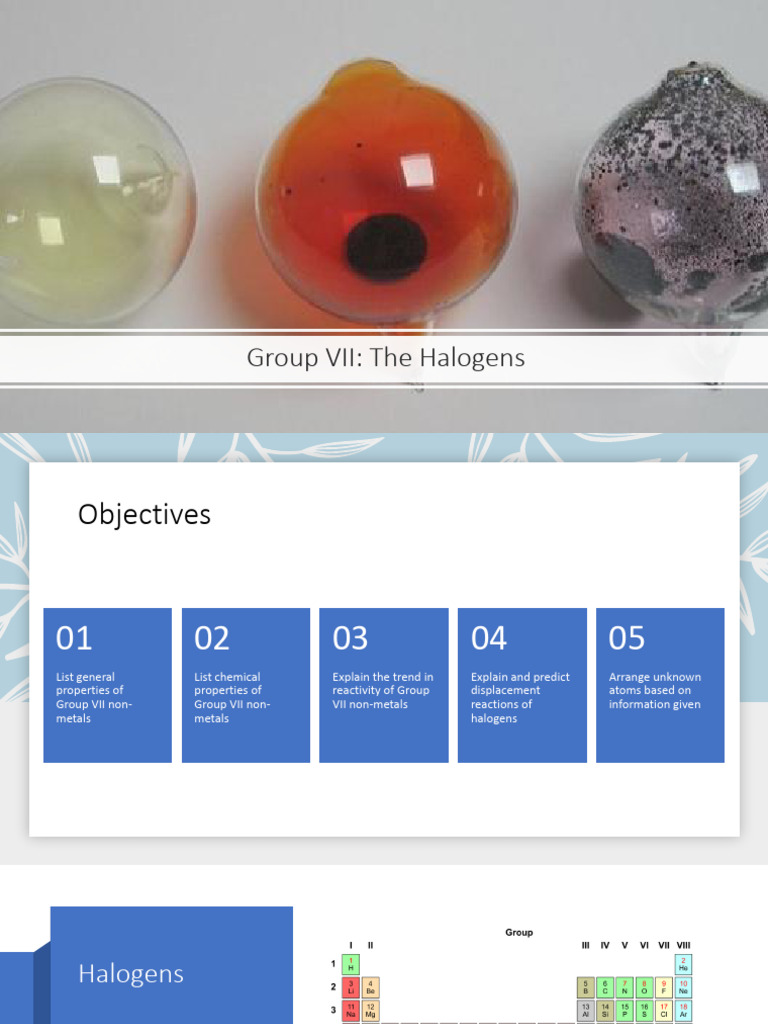 Trends in Halogens | PDF | Chlorine | Iodine