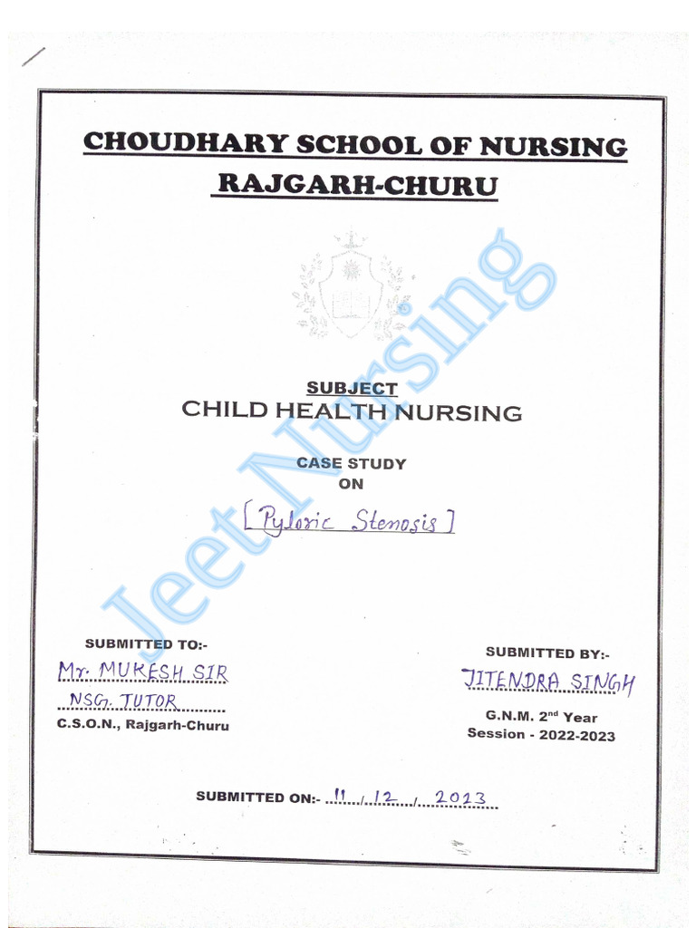 Case Study of Pediatrics Nursing | PDF | Symptoms And Signs
