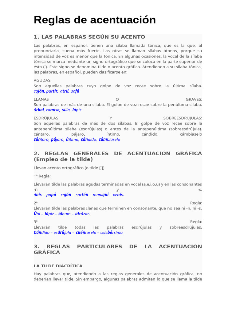 Reglas de acentuación en español | PDF | Lingüística | Fonética
