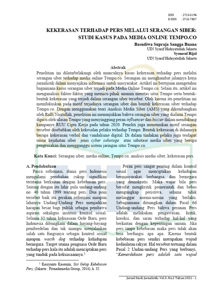 01-Naskah Basudiwa_KEKERASAN TERHADAP PERS | PDF