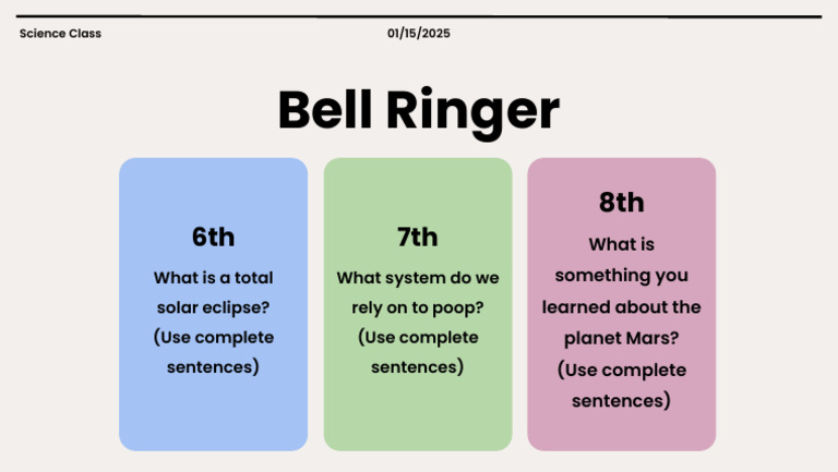 Daily Bell Ringers - Google Slides | PDF