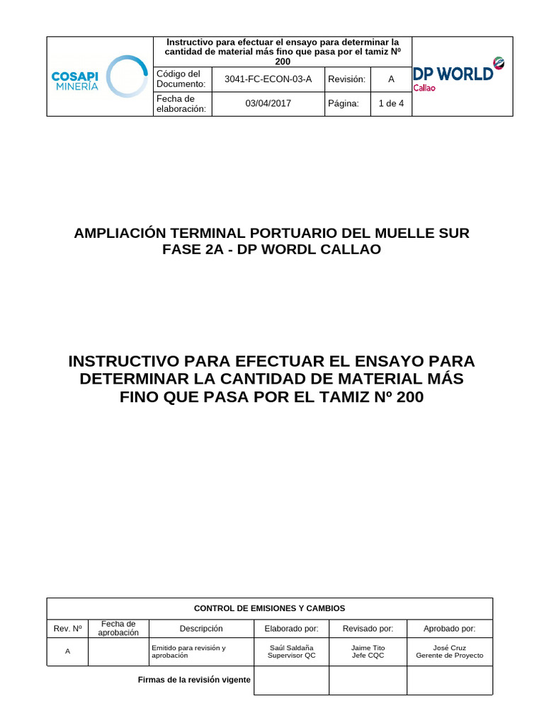 3 Instructivo de % Que Pasa Tamiz # 200 | PDF | Agua | Laboratorios