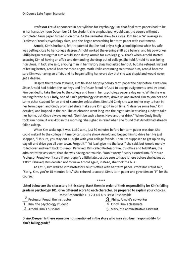 OnCourse Late Paper Scenario | PDF