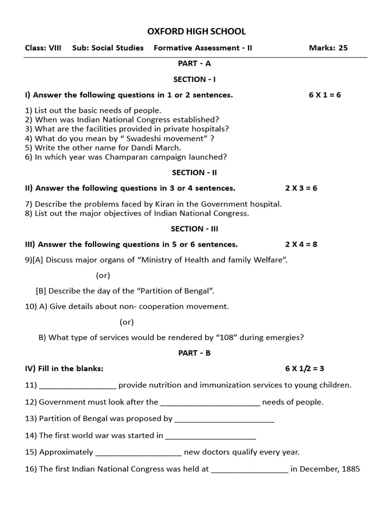 8th Grade Social Studies Assessment | PDF | Mahatma Gandhi | British India