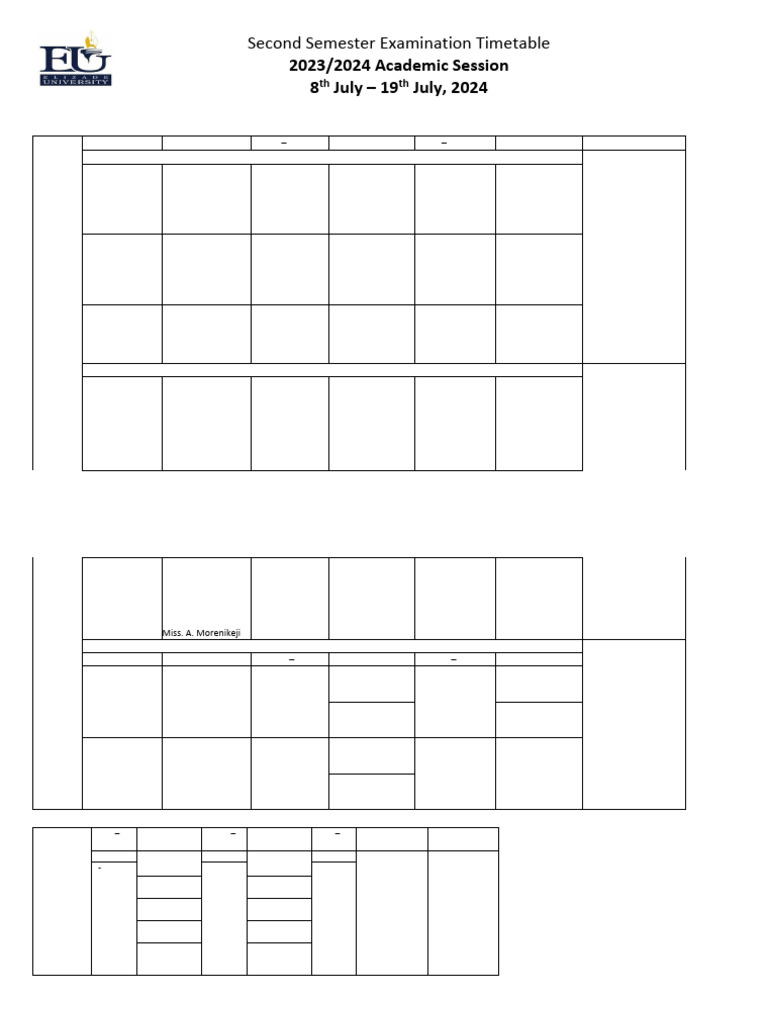 FINAL DRAFT - 2nd Semester - 2023 - 2024 Exam Timetable | PDF