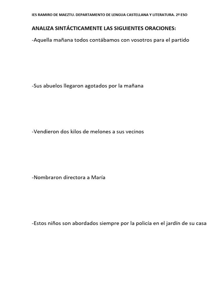 Ejercicios Sintaxis Ii | PDF