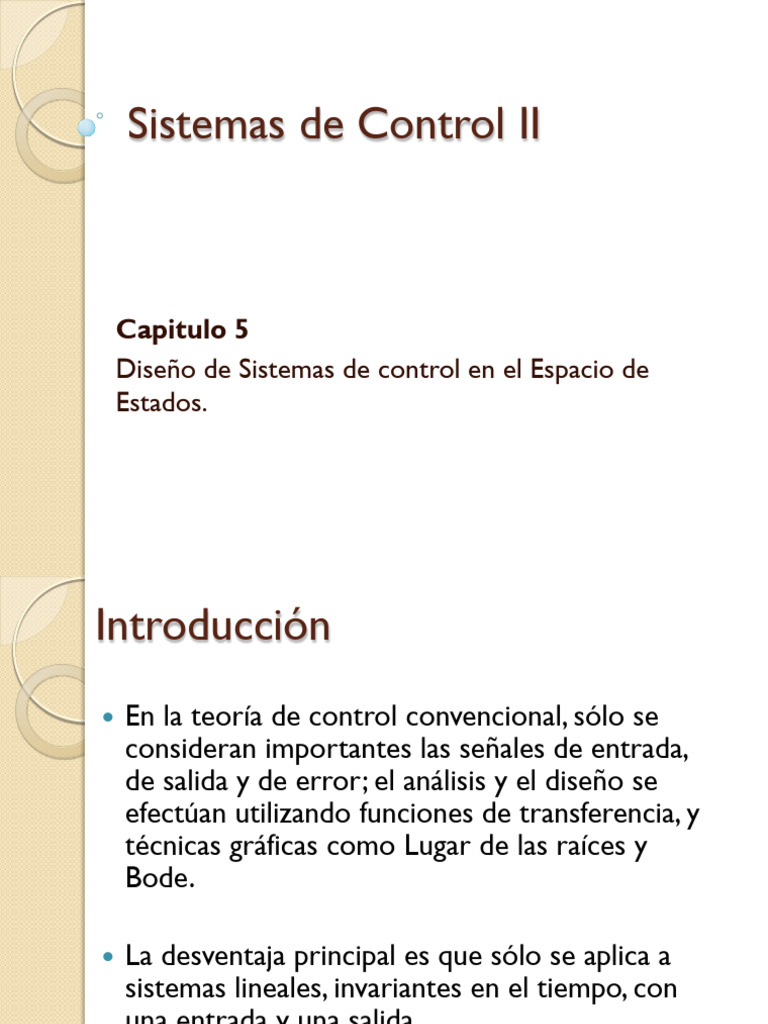 Diseño de Sistemas de Control en El Espacio de Estados | PDF | Teoría ...
