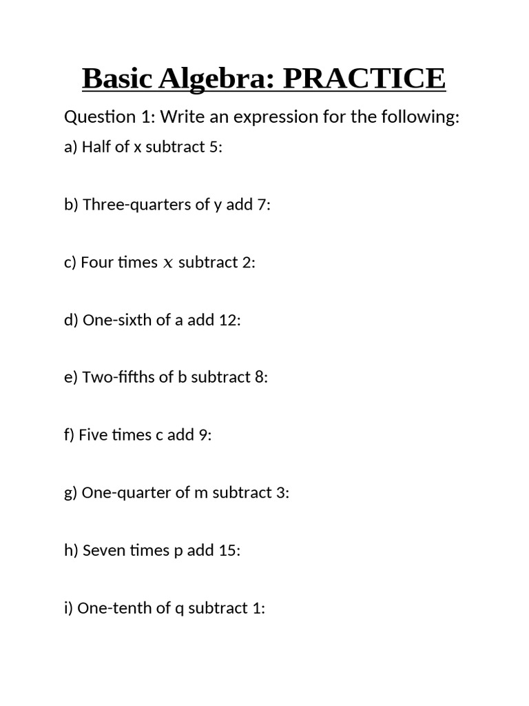 Math's Algebra Practice Question | PDF