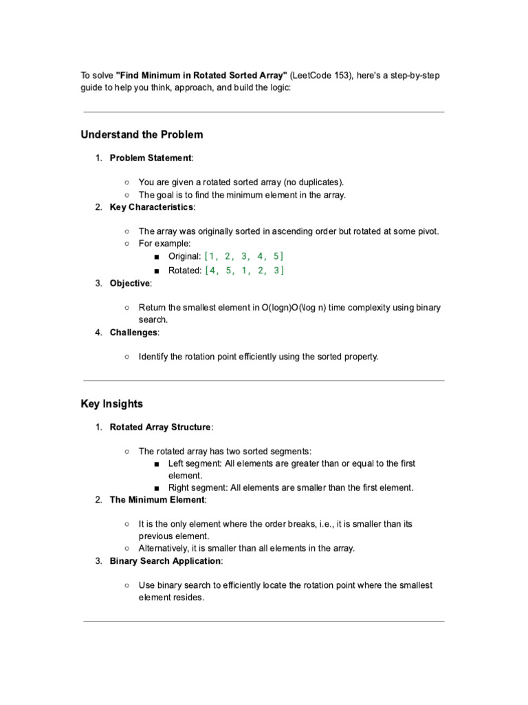 Find Minimum in Rotated Sorted Array | PDF