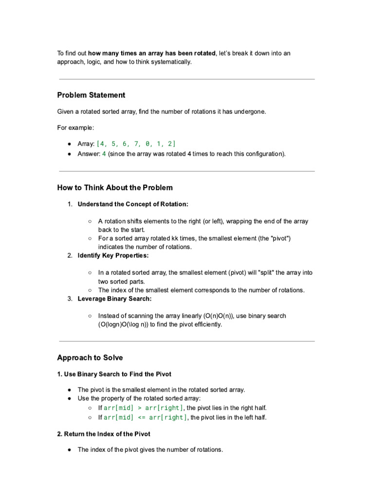 Find The KTH of Sorted Array Rotation | PDF