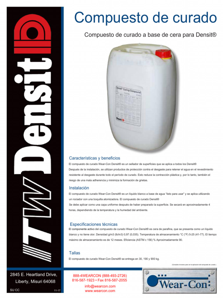 Densit_Curing_Compound_11_17 (1) | PDF | Materiales
