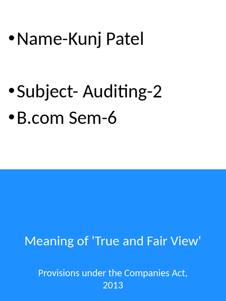 True and Fair View Colorful Presentation | PDF | Income Statement ...