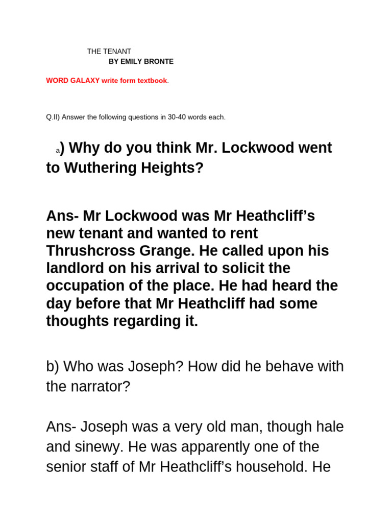 Mr. Lockwood's Visit to Wuthering Heights | PDF | Wuthering Heights