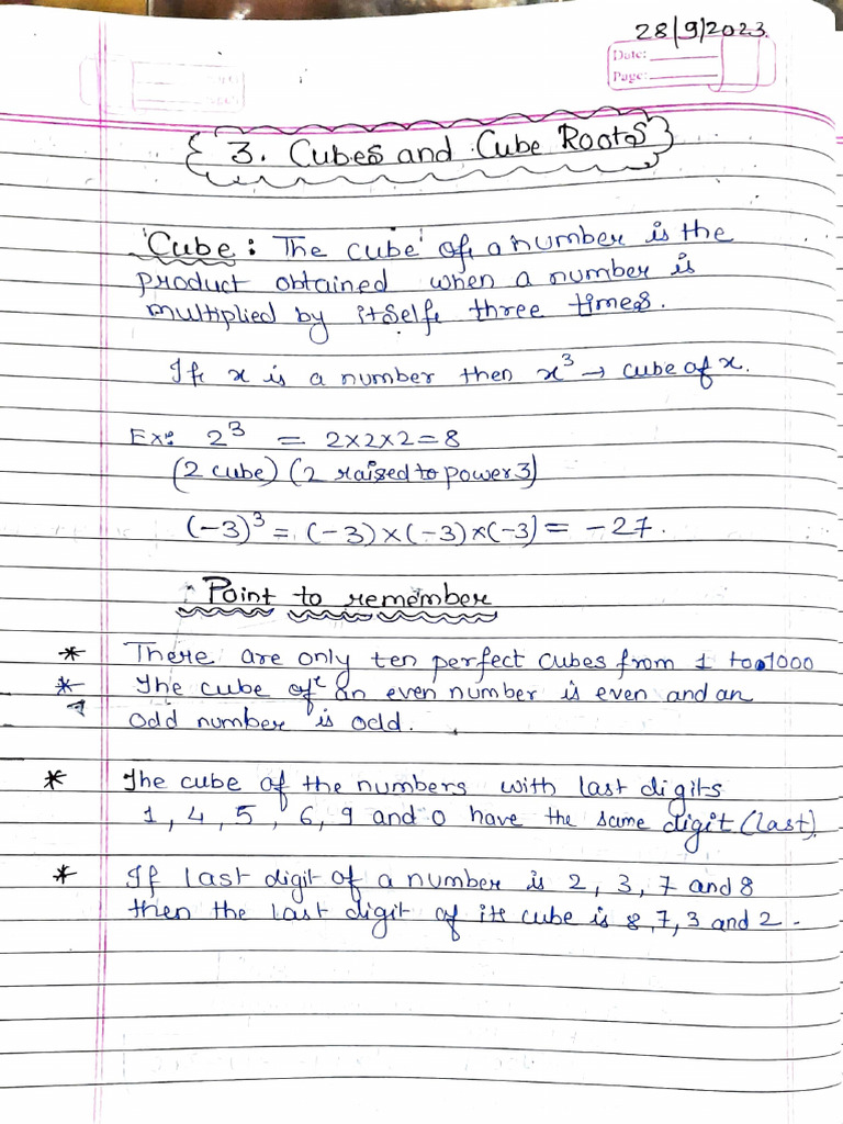 Cube and Cube Root VIII D Ex3.1,3.2 | PDF