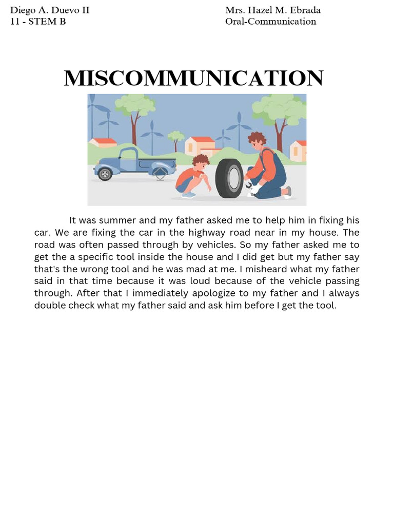 Miscommunication During Car Repair | PDF
