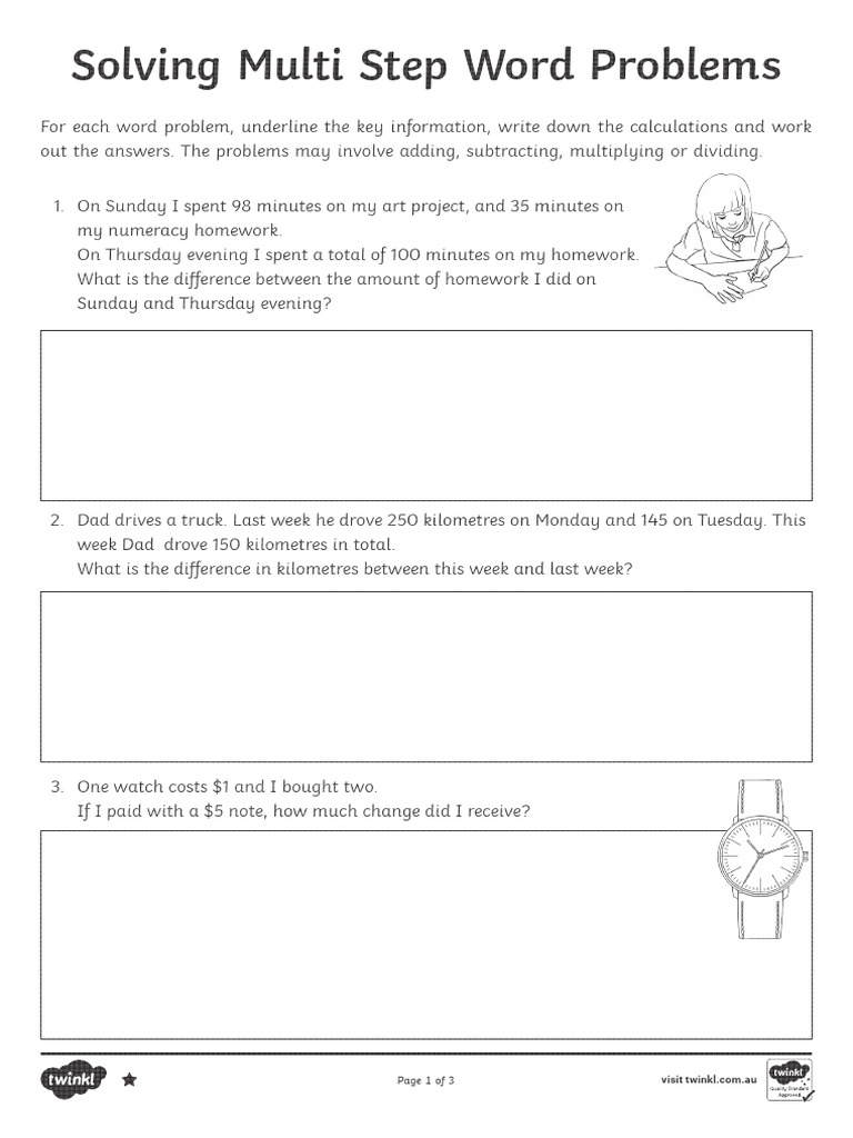 t2 M 1068f Two Step Maths Word Problems Differentiated Worksheet Super ...