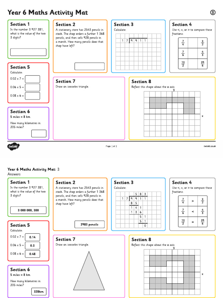 Y6 Maths Mat 3 Medium Ability | PDF