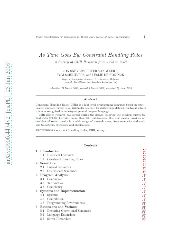 As Time Goes by - Constraint Handling Rules - A Survey of CHR Research From 1998 To 2007 | PDF ...