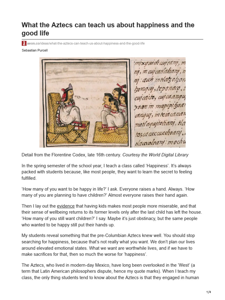 Aeon - 'What The Aztecs Can Teach Us About Happiness and The Good Life ...