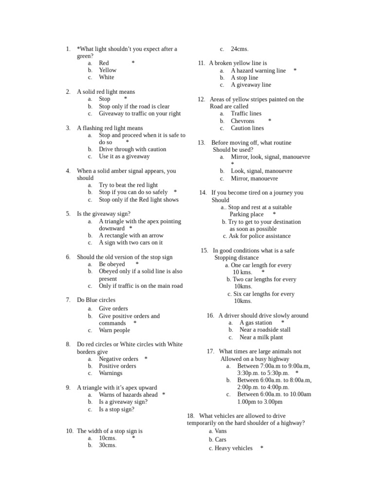 RTA Signal Test Guidelines | PDF | Traffic Light | Traffic