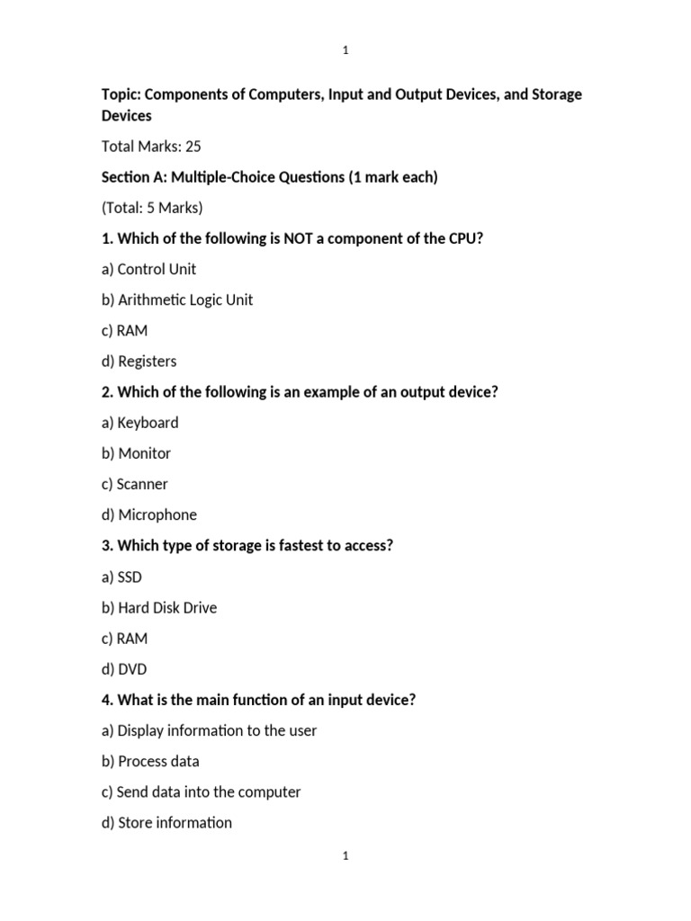Grade 9 ICT Jan Test | PDF | Computer Data Storage | Input/Output