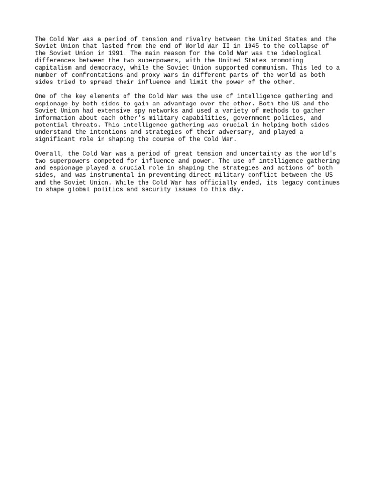 Cold War: Ideological Rivalry & Espionage | PDF