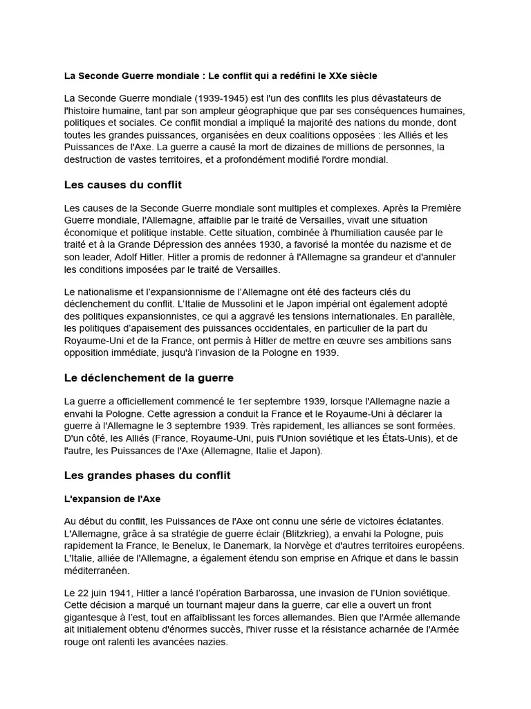 Impact de la Seconde Guerre mondiale | PDF | Axe Rome-Berlin-Tokyo ...