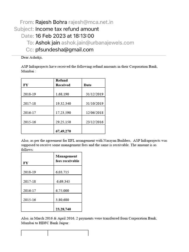Income Tax Refund Amount | PDF