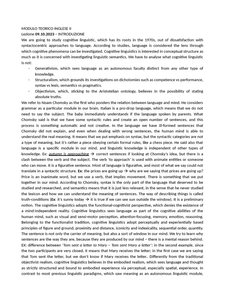 MODULO TEORICO INGLESE II | PDF | Semantics | Semiotics
