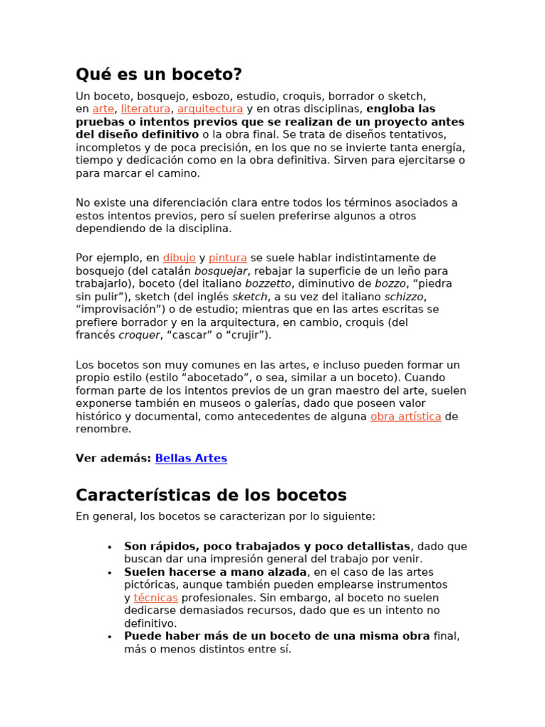 Qué Es Un Boceto | PDF | Las artes