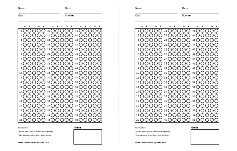OMR Sheet Reader Quiz Template | PDF | Office Equipment | Printing
